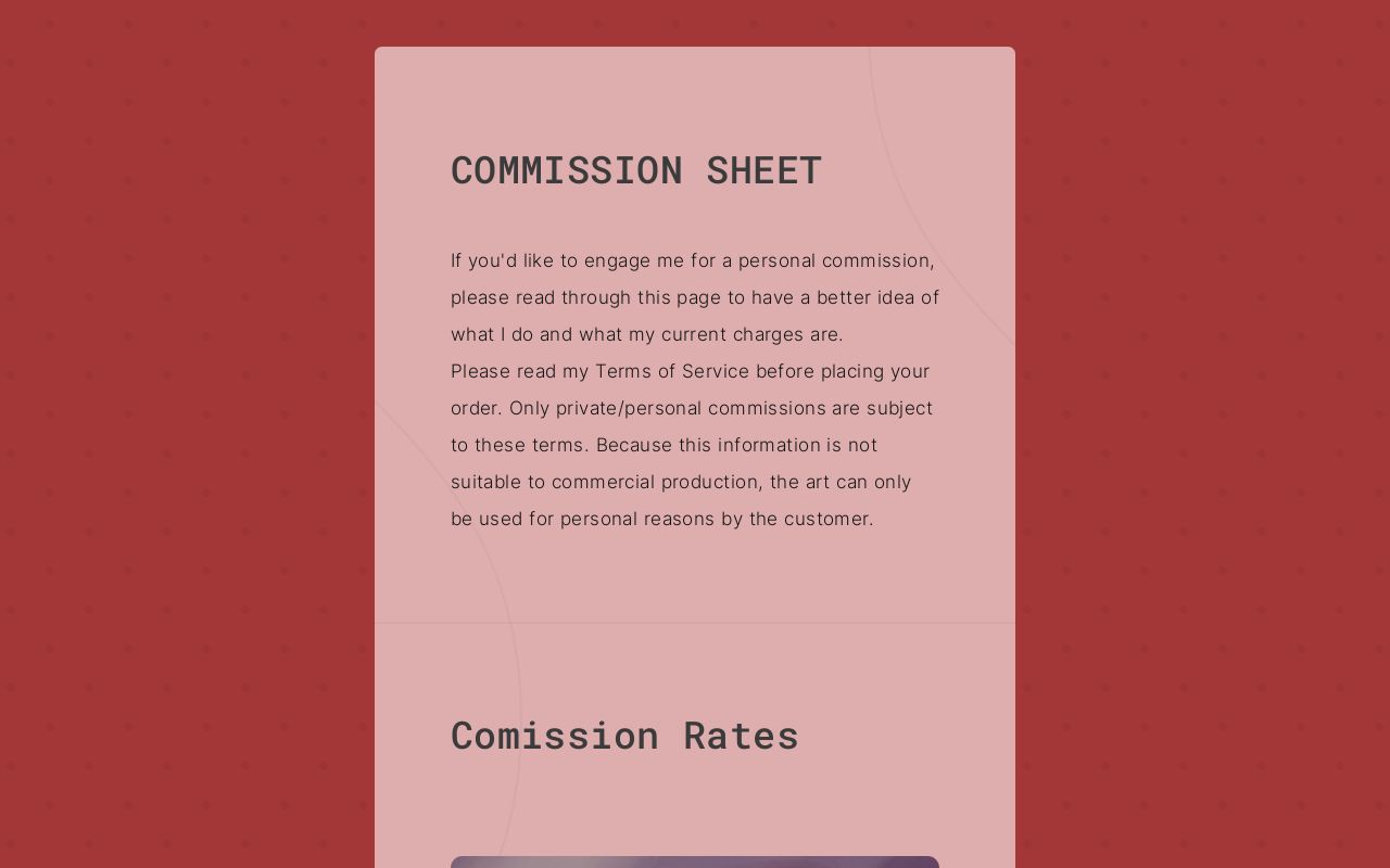 Commission sheet